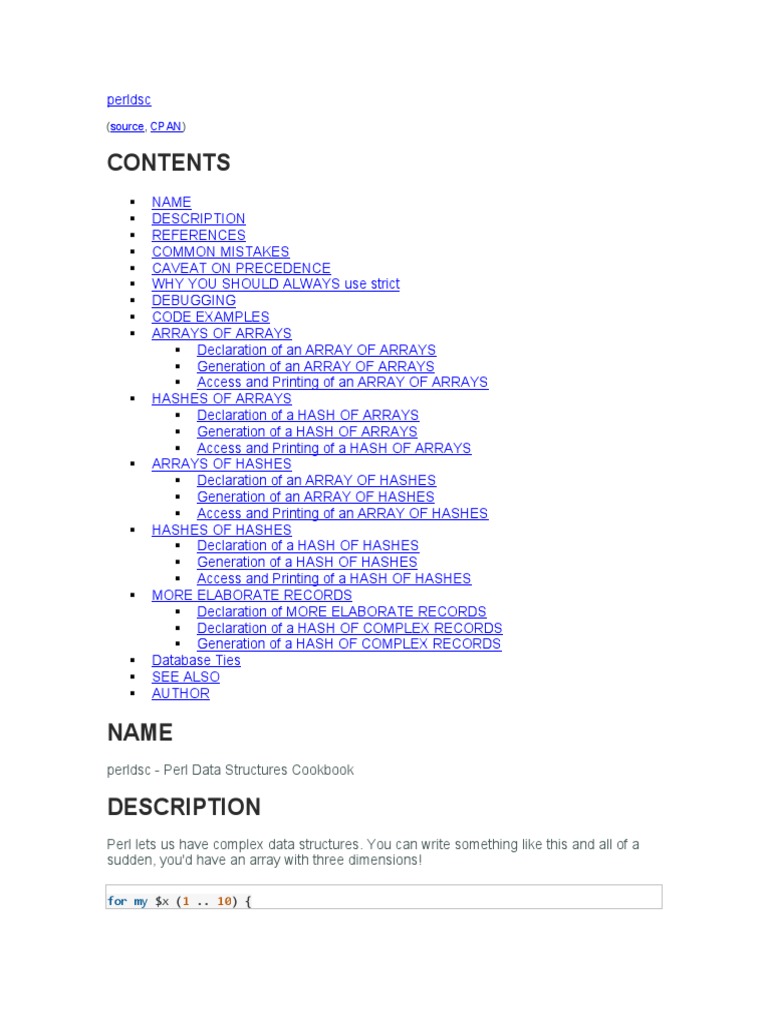 Source Cpan: Perldsc - Perl Data Structures Cookbook | Download Free ...