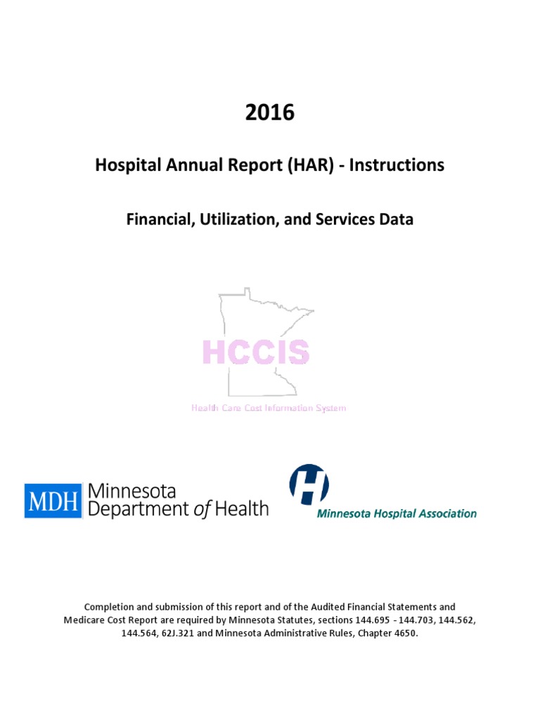 Hospital Annual Report (HAR) - Instructions: Financial, Utilization ...