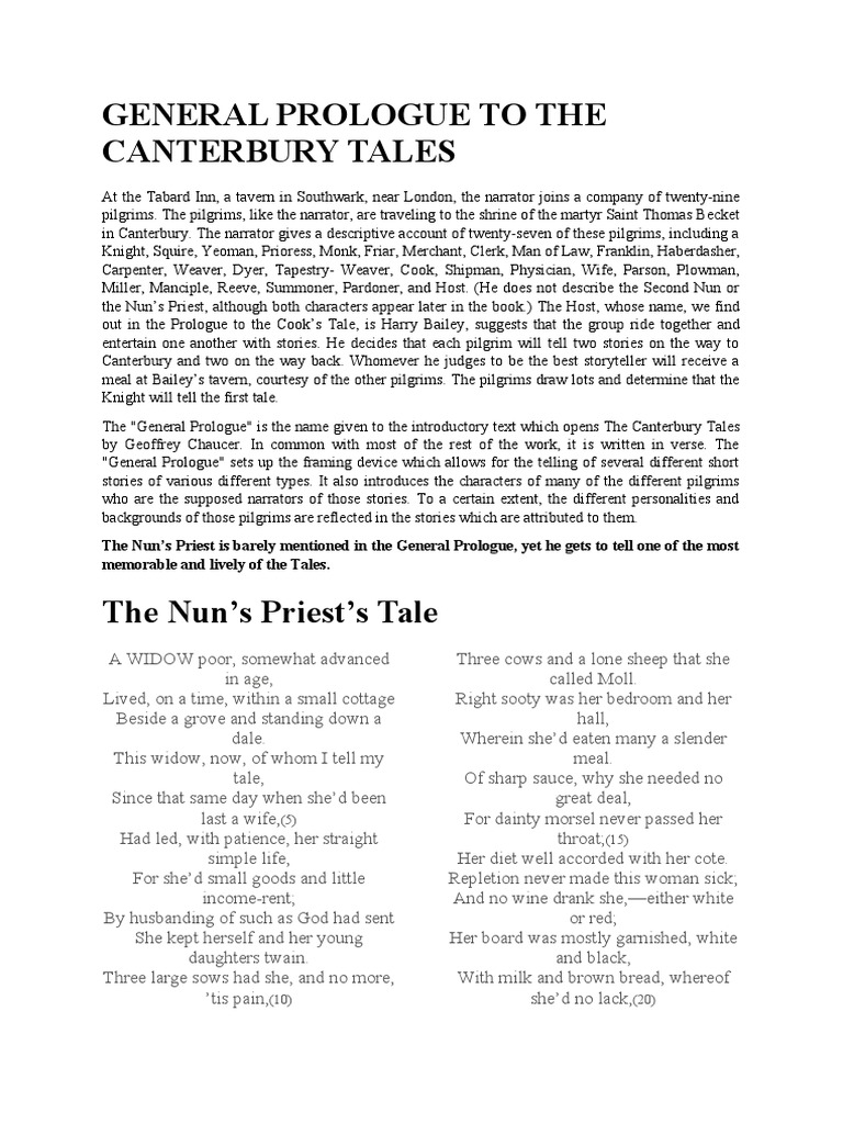 General Prologue To The Canterbury Tales | PDF | Poetry