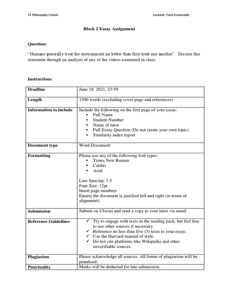 Block 2 Essay Assignment | PDF
