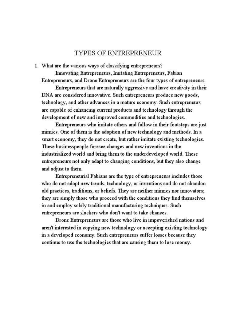 ENTREP TYPES OF ENTREPRENEUR Module 4 | Download Free PDF | Social ...