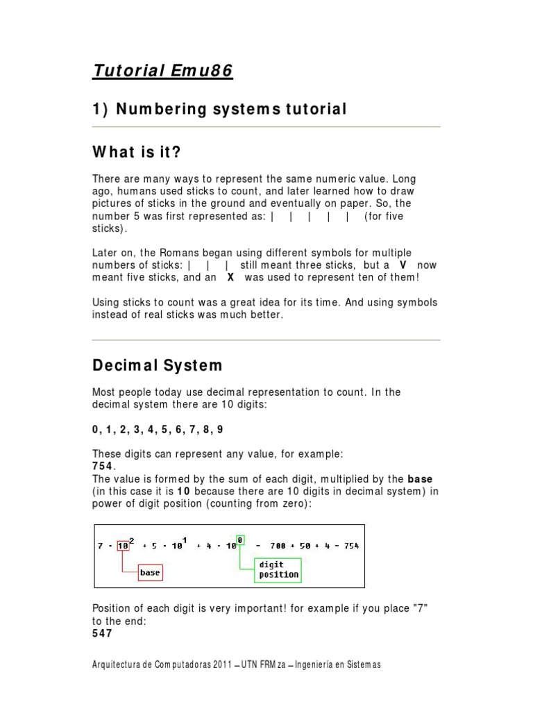 Tutorial Emu86: 1) Numbering Systems Tutorial What Is It? | PDF ...