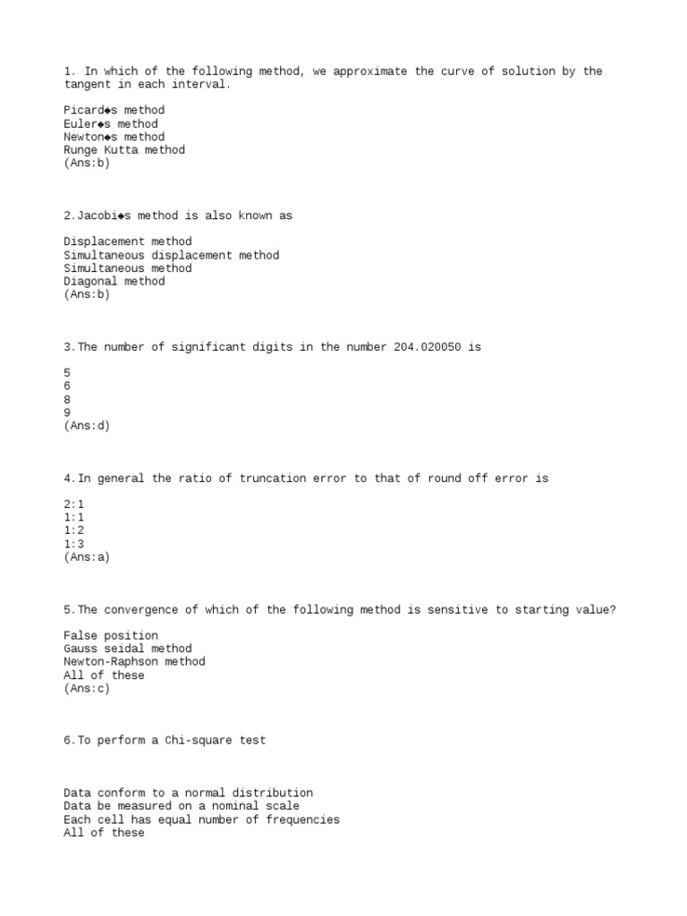 Numerical Comp MCQS | PDF