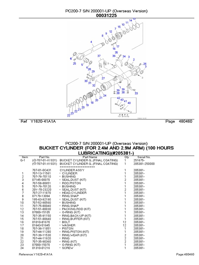 Komatsu PC200-7 Parts Manual | PDF | Piston | Cylinder (Engine)