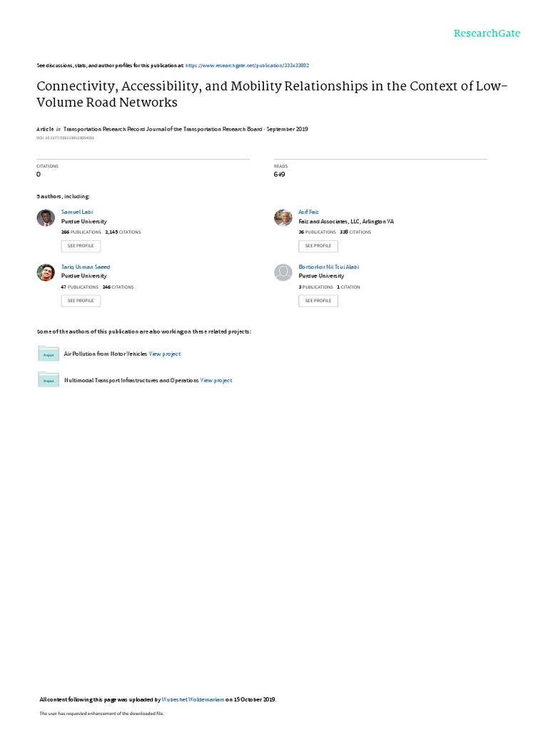 Connectivity Accessibility and Mobility Relationsh | PDF | Network ...