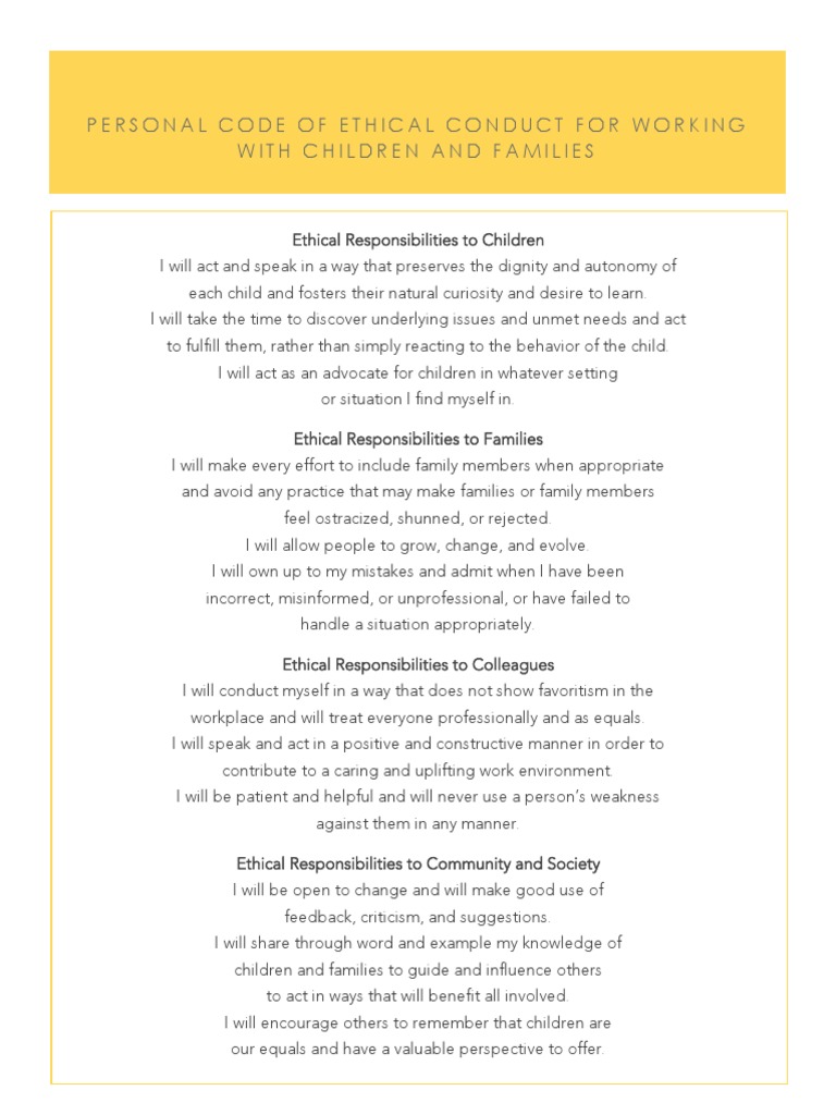 Personal Code of Ethics | PDF