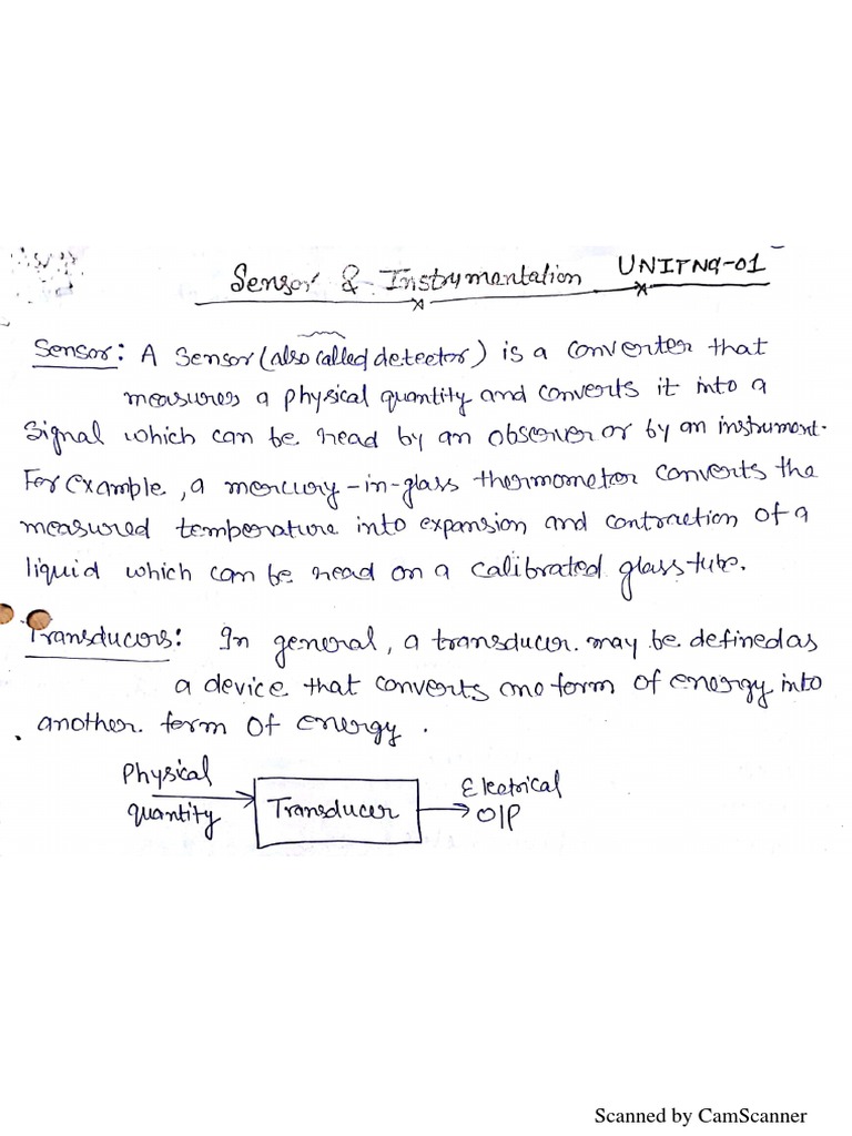SENSORS & INSTRUMENTATION Notes Unit-01 (Part-1) | PDF
