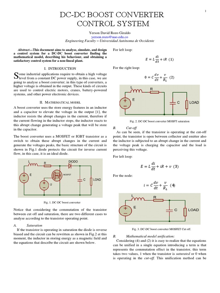 DC-DC Boost Converter Control System | PDF | Electrical Network ...