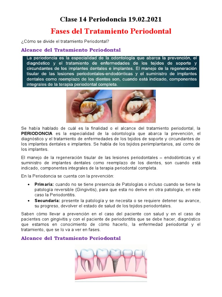 Fases del tratamiento periodontal | PDF | Odontología | Ramas de Odontología