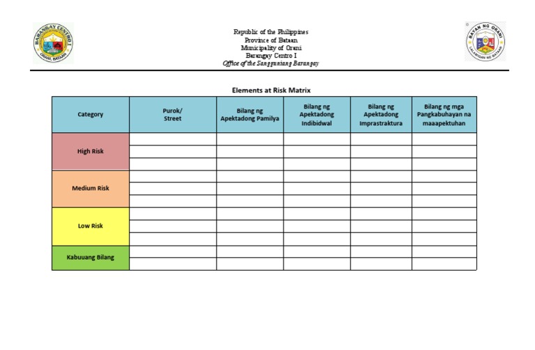 Elements at Risk Matrix
