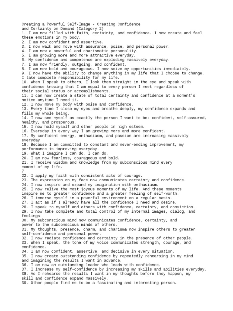 Creating A Powerful Self-Image - Creating Confidence | PDF | Feeling | Mind