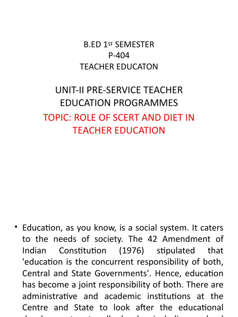 Role of SCERT and DIET in Teacher Education | PDF | Literacy | Adult ...