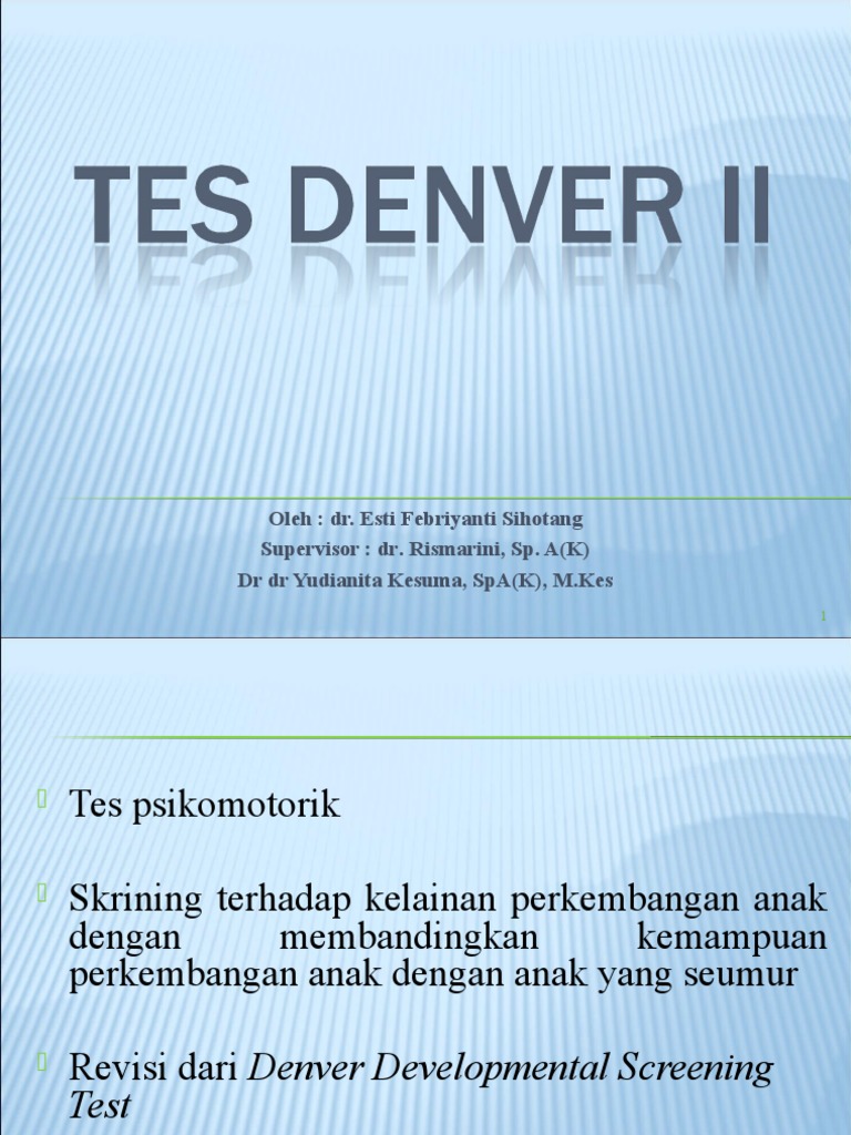 Panduan Tes Denver II untuk Anak | PDF | Kesehatan Holistik