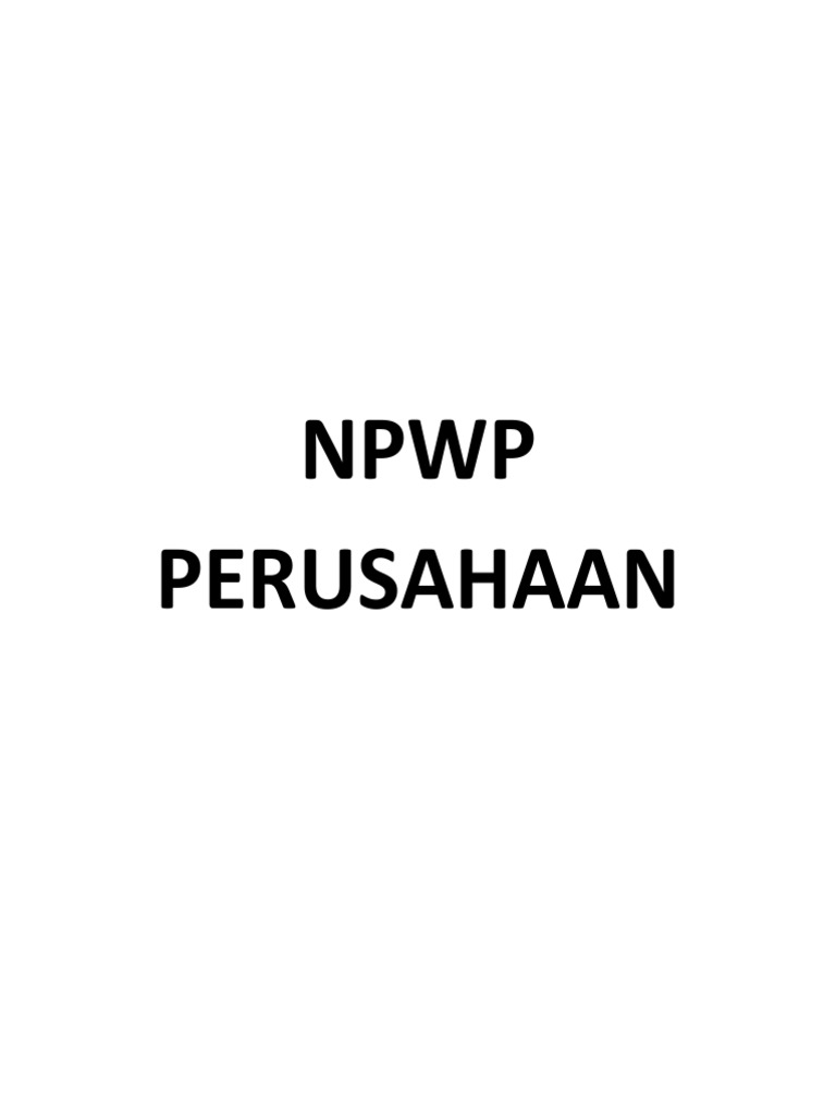 NPWP Perusahaan | PDF