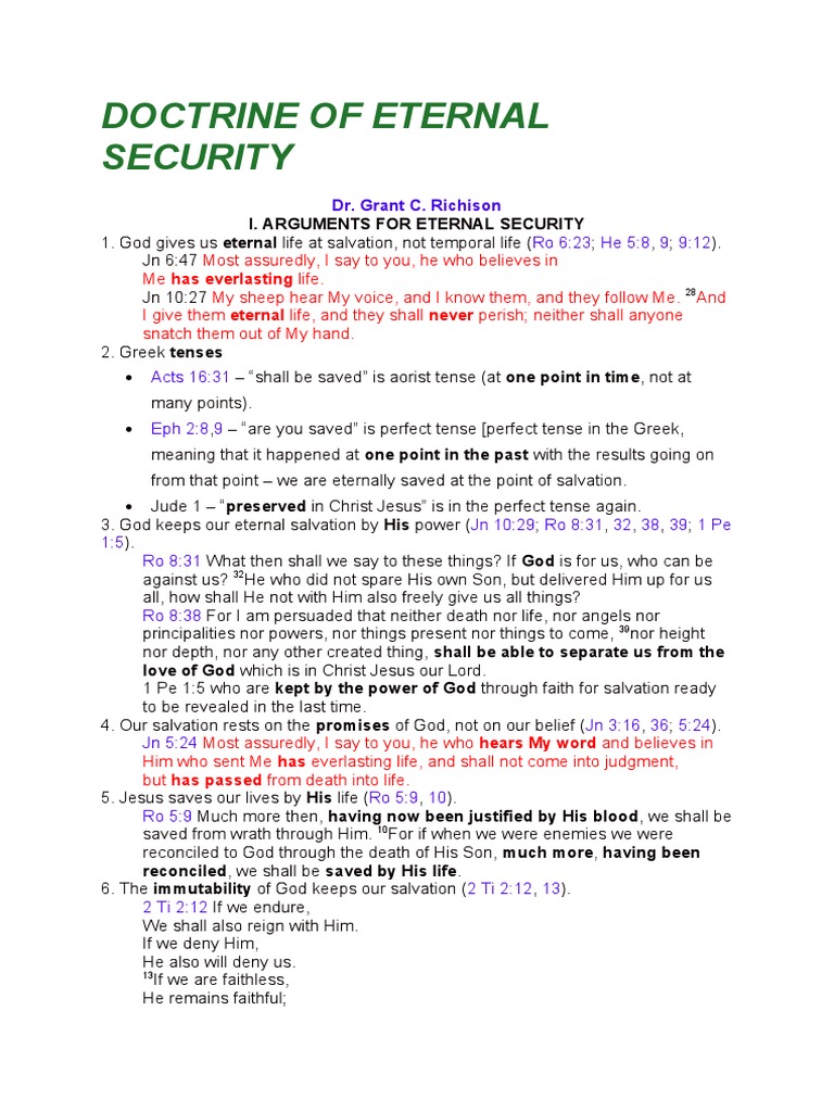 Understanding Eternal Security Doctrine | PDF | Eternal Life ...