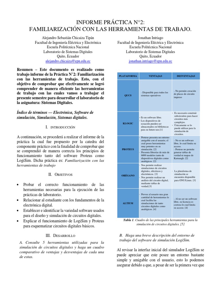 Chicaiza Intriago Práctica#2 Informe | PDF | Simulación | Software