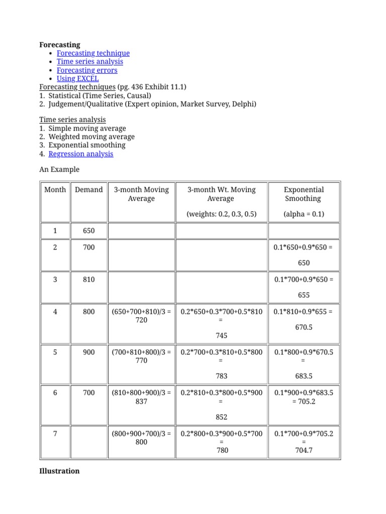 Forecasting Technique Time Series Analysis Forecasting Errors Using EXCEL | PDF | Forecasting ...