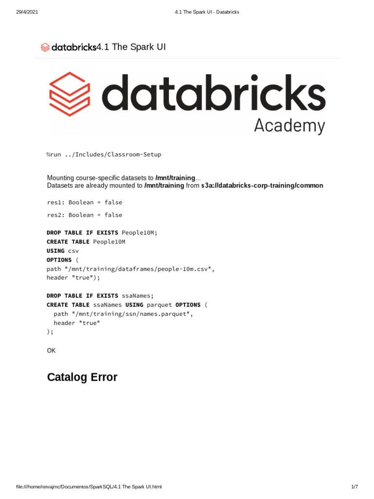 4.1 The Spark UI - Databricks | PDF | Computer Science | Data Management