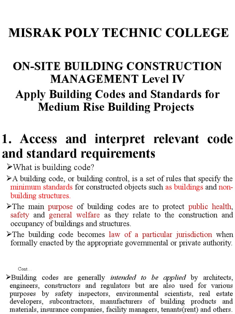 Apply Building Codes and Standardss | PDF | Building Code | Economic ...