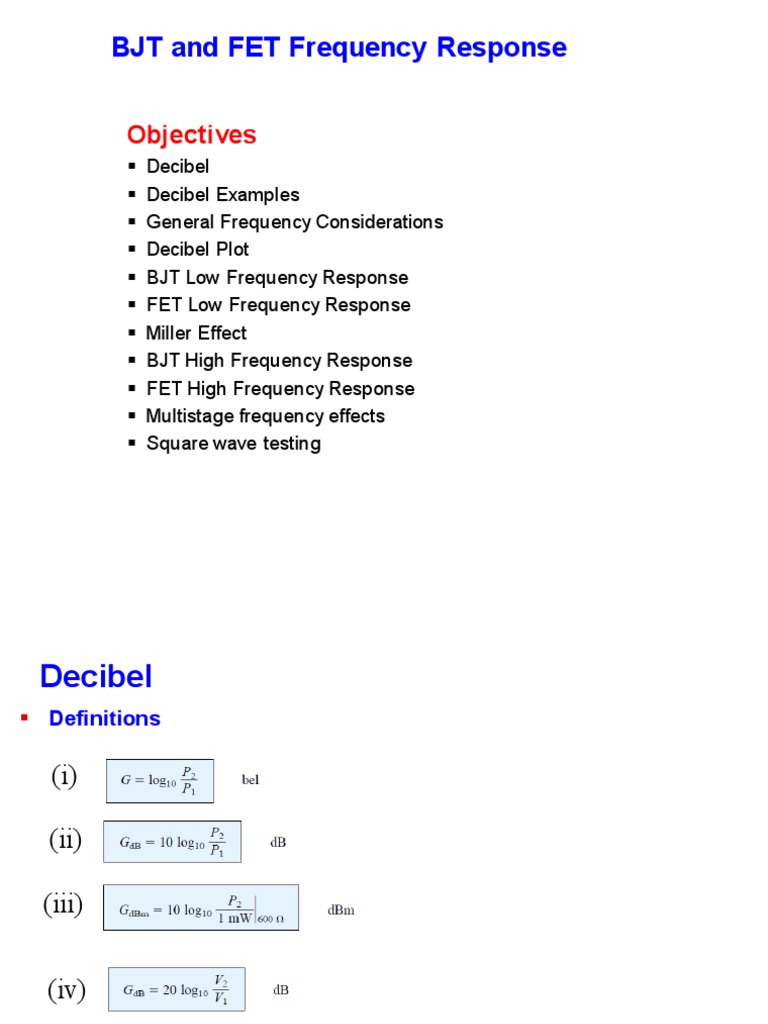 BJT and FET Frequency Response | PDF | Decibel | Analog Circuits