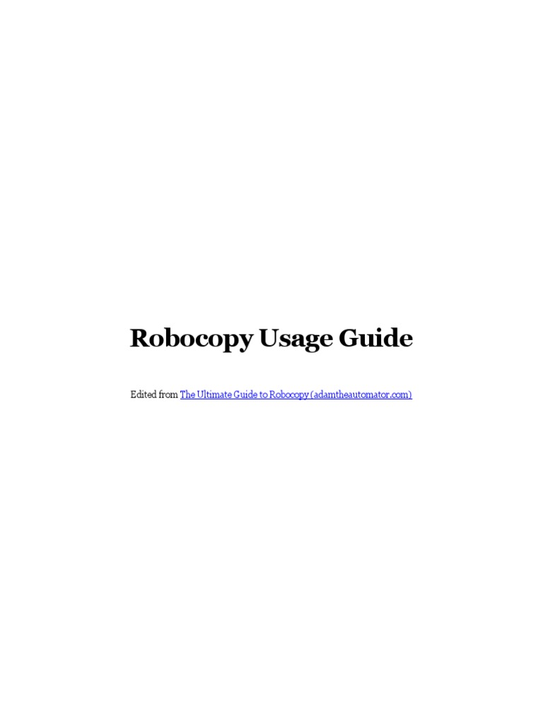 Robocopy Usage Guide | PDF | Command Line Interface | Computer File