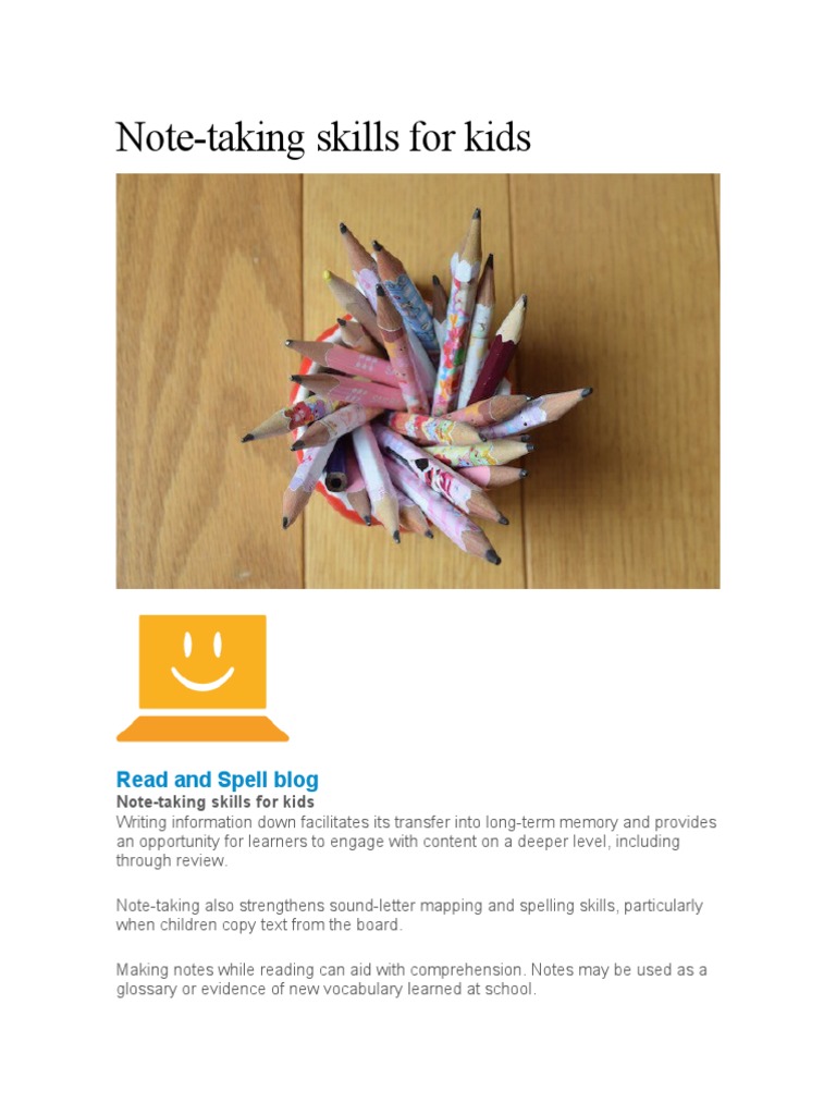 Reading Note Taking Skills For Kids | PDF | Learning Disability | Memory