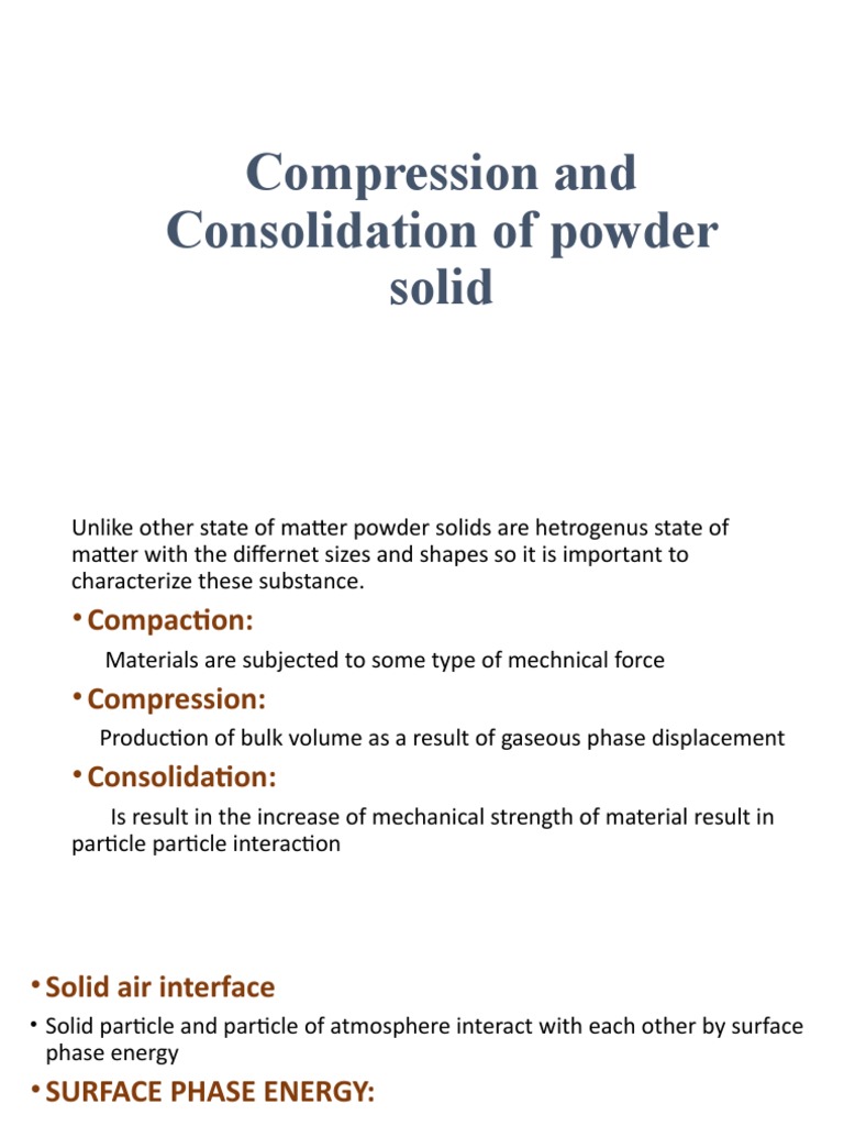Compression vs. Consolidation of Powders | PDF | Deformation ...