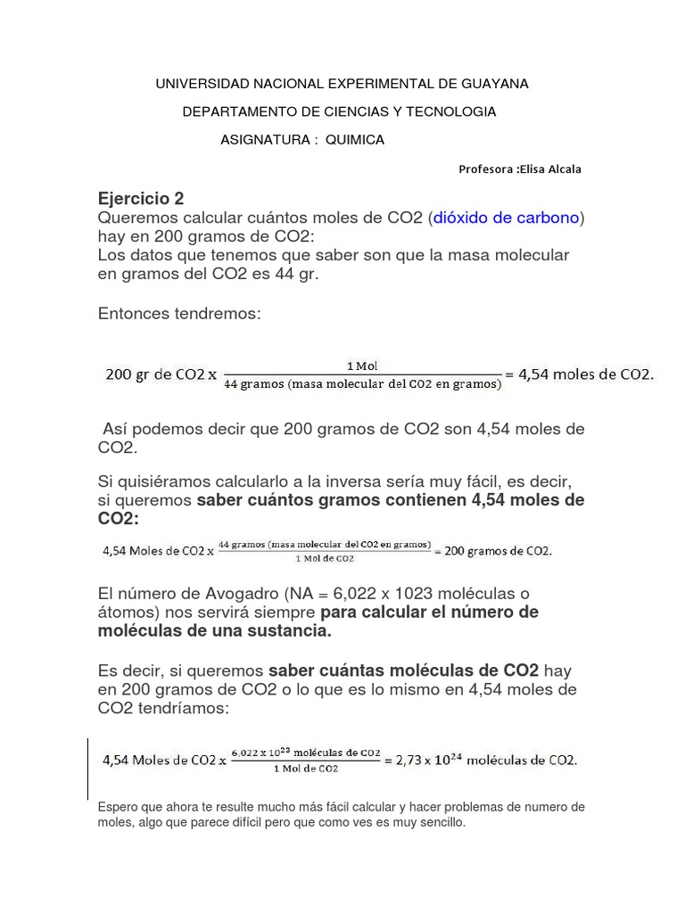 Ejercicios de Moles | PDF