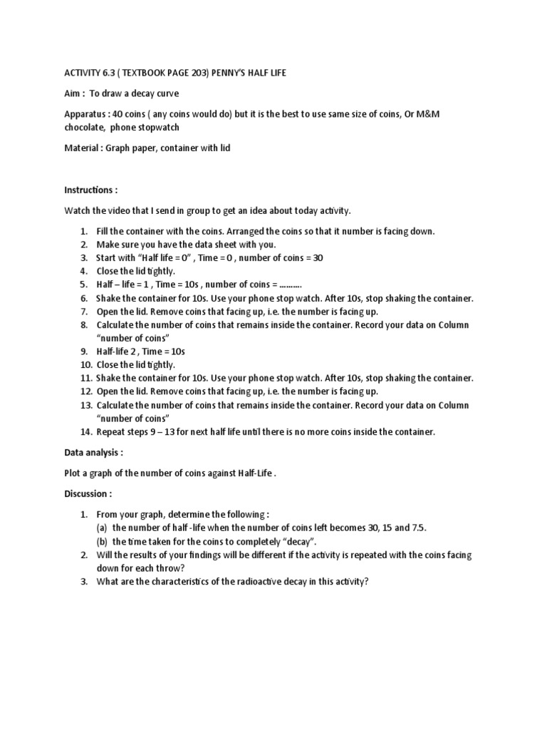 Activity Half Life | PDF