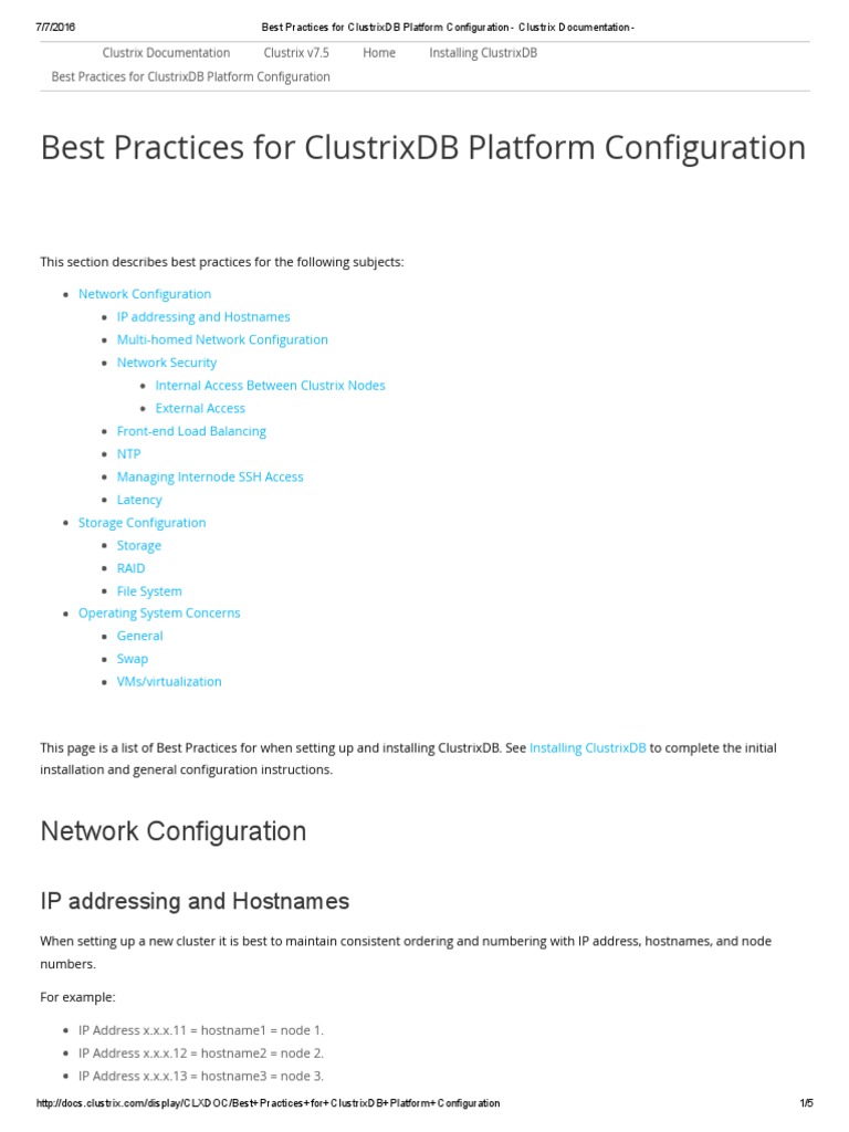 Best Practices For ClustrixDB Platform Configuration - Clustrix Documentation | PDF | Port ...