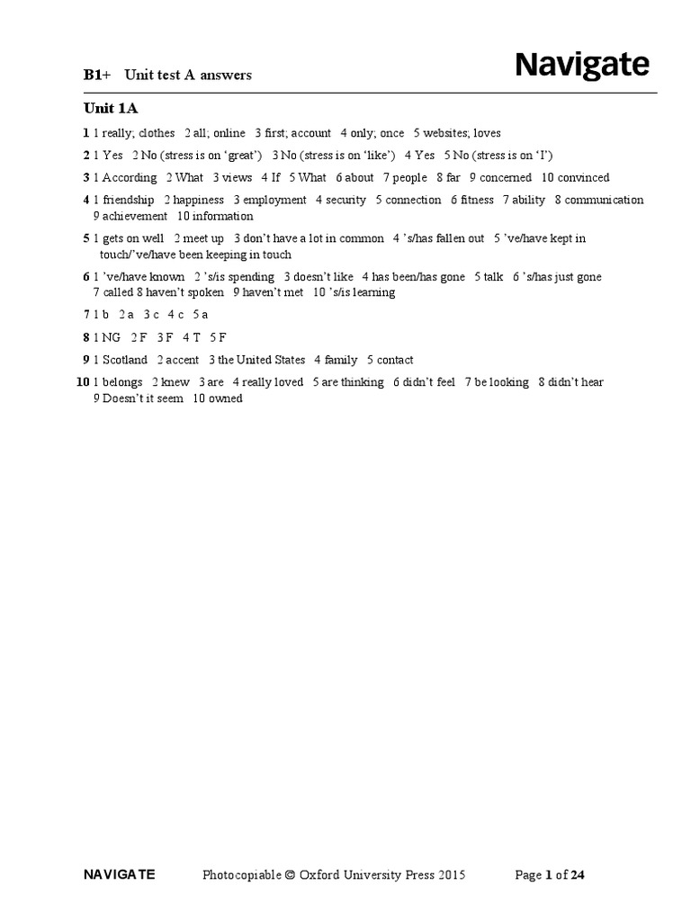 Unit Tests Answers | PDF