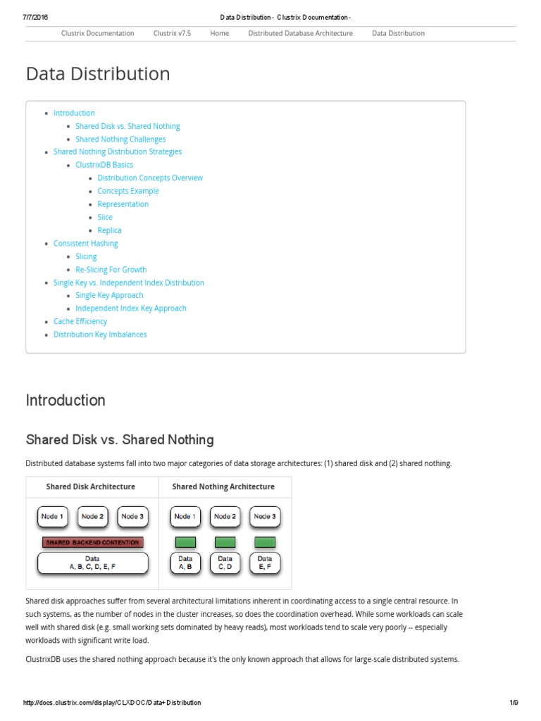 Data Distribution Clustrix Documentation Pdf Database Index Databases