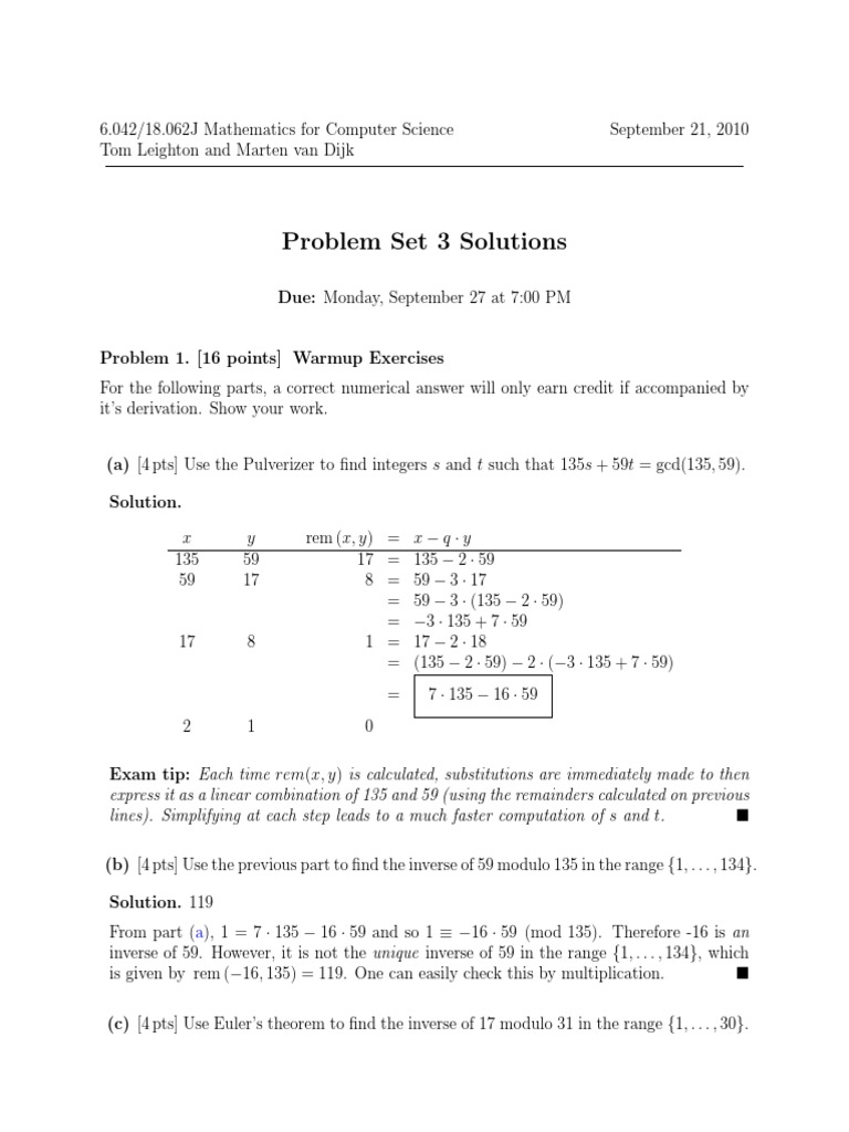Problem Set 3 Solutions | PDF | Prime Number | Numbers