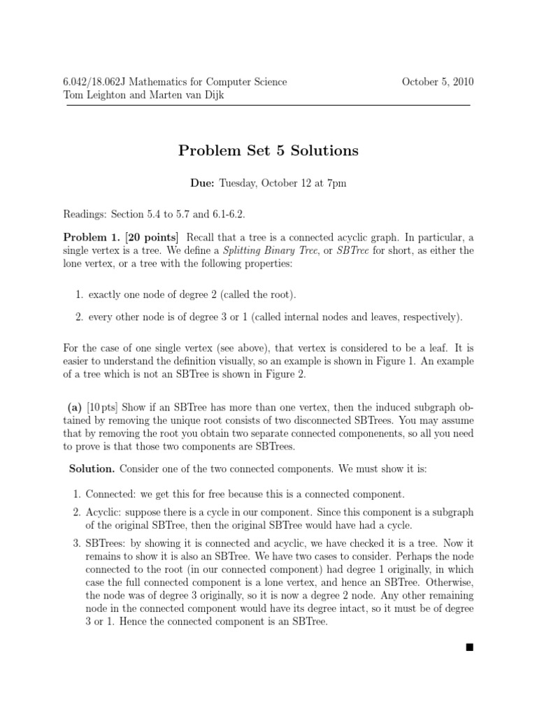 Problem Set 5 Solutions | PDF | Vertex (Graph Theory) | Discrete Mathematics