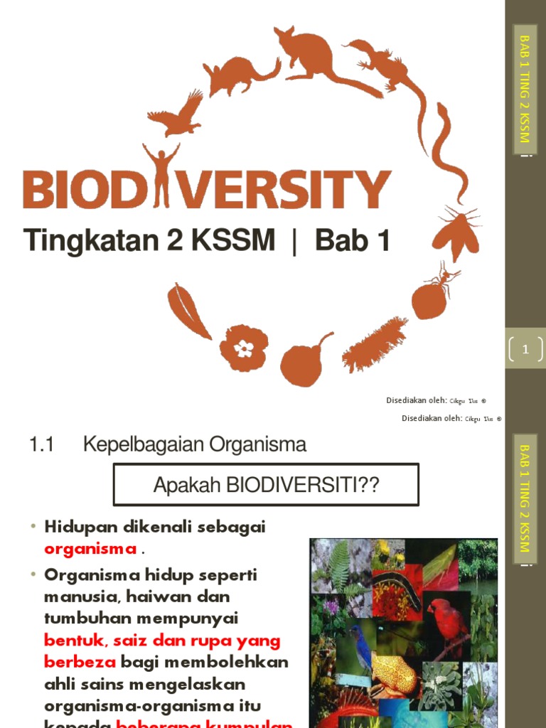 Sains Tingkatan 2 Tajuk 1 Biodiversiti | PDF
