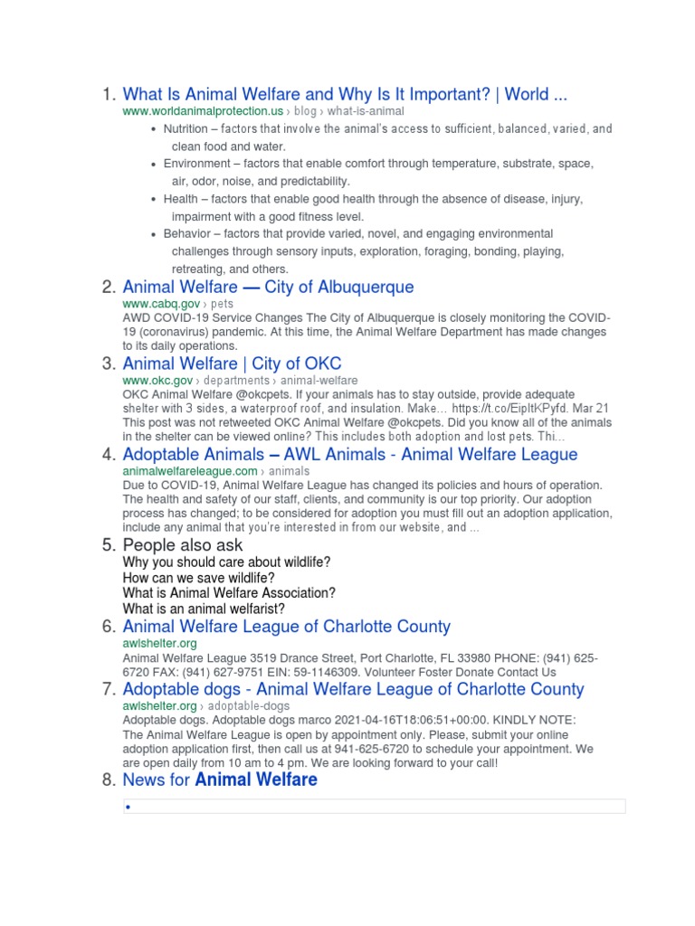 Animal Welfare: Importance & Updates | PDF | Animal Welfare | Animals ...