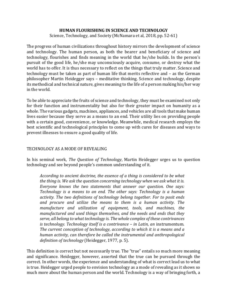 Human Flourishing in Science and Technology | PDF | Metaphysics | Science