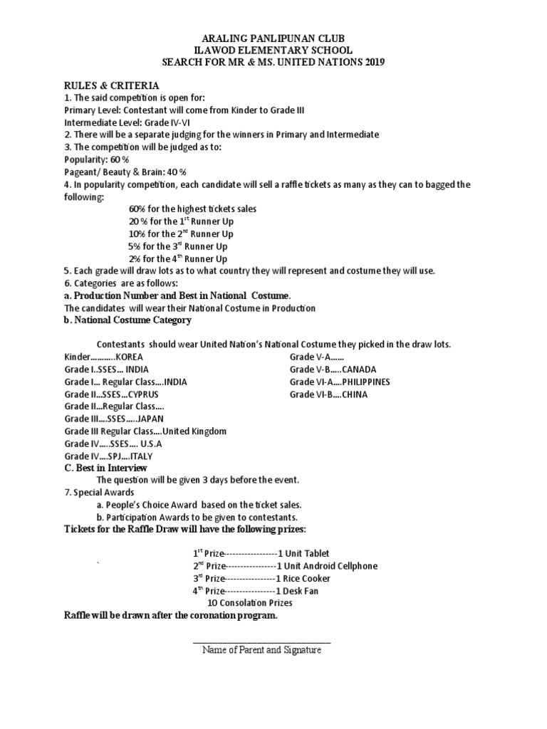 MR & Ms. United Nations 2019 | PDF