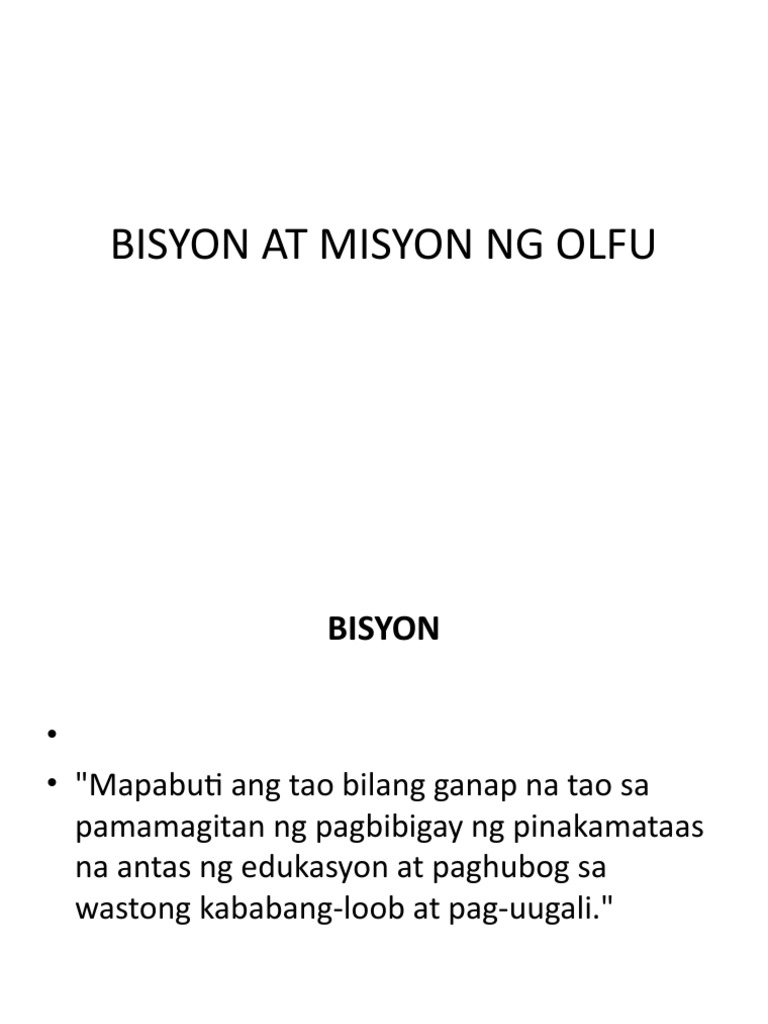 Bisyon at Misyon NG Olfu | PDF