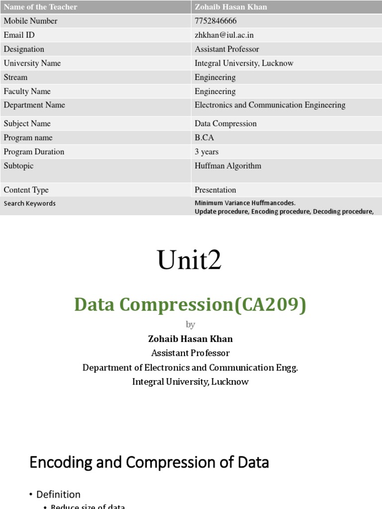 Unit 2 CA209 | PDF | Code | Data Compression