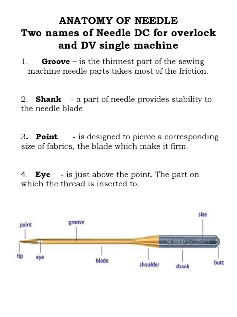 Anatomy of Needle Two Names of Needle DC For Overlock and DV Single ...