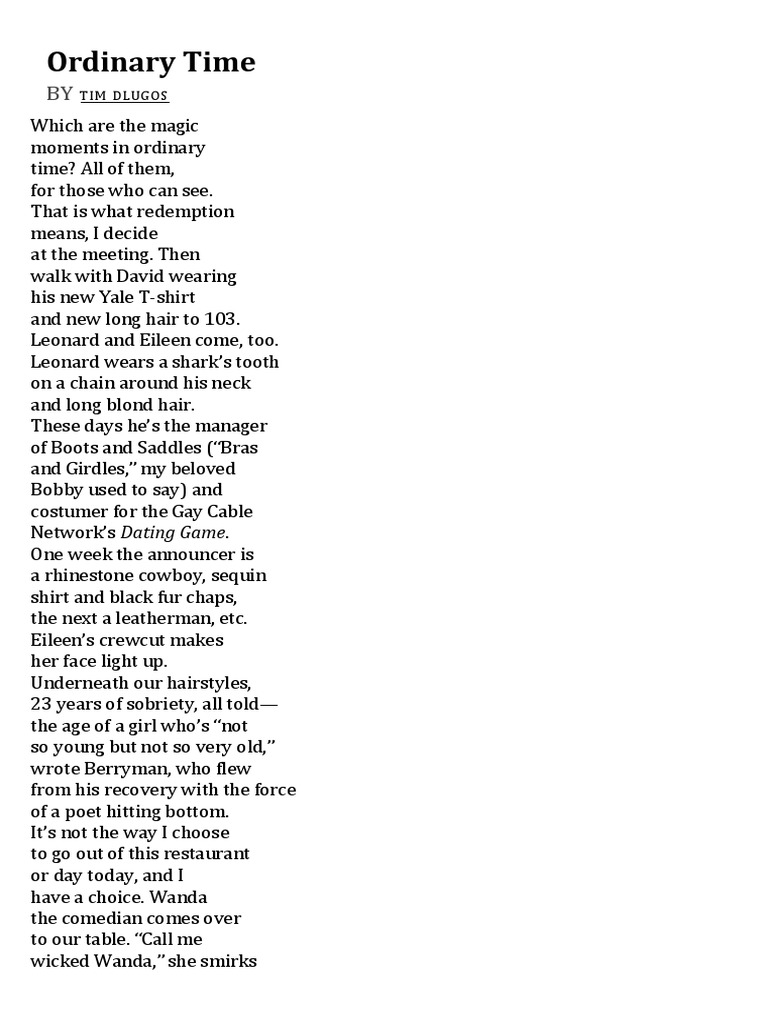 Ordinary Time: Tim Dlugos | PDF | Clothing