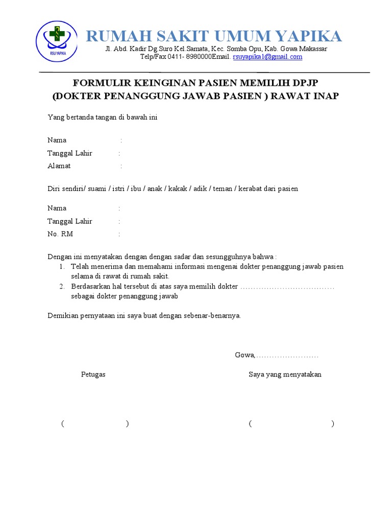 Formulir Permintaan DPJP | PDF