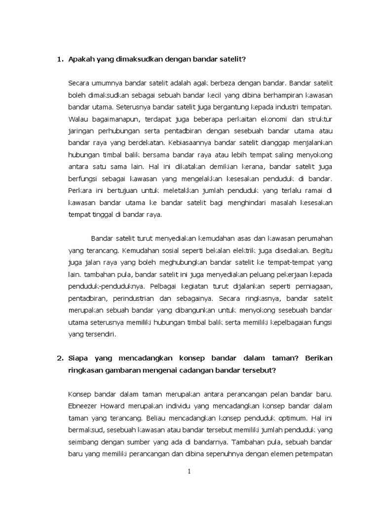 Apakah Yang Dimaksudkan Dengan Bandar Satelit | PDF