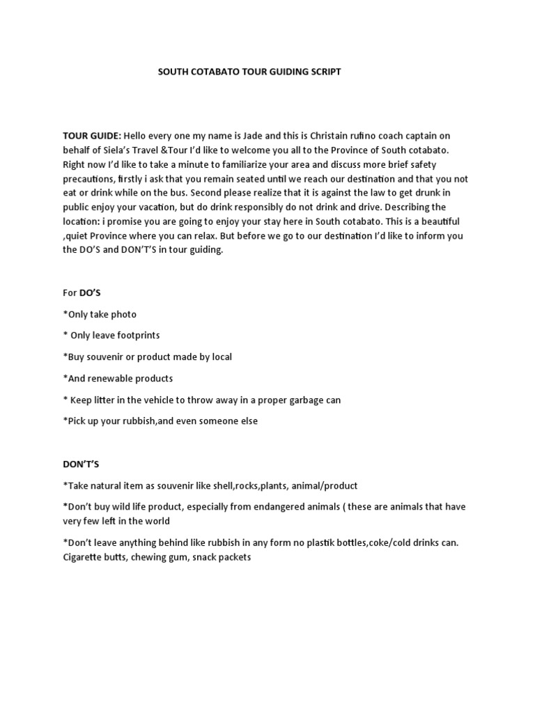 Tour Guiding Script of Siela Final | PDF