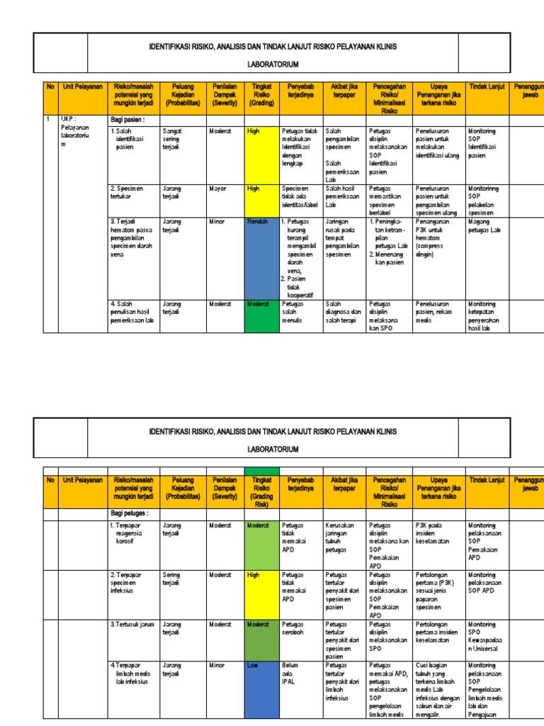 Register Risiko Pelayanan UKP | PDF