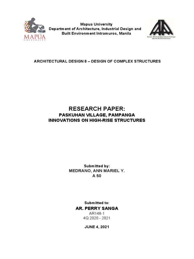 Research Paper:: Mapua University Department of Architecture ...