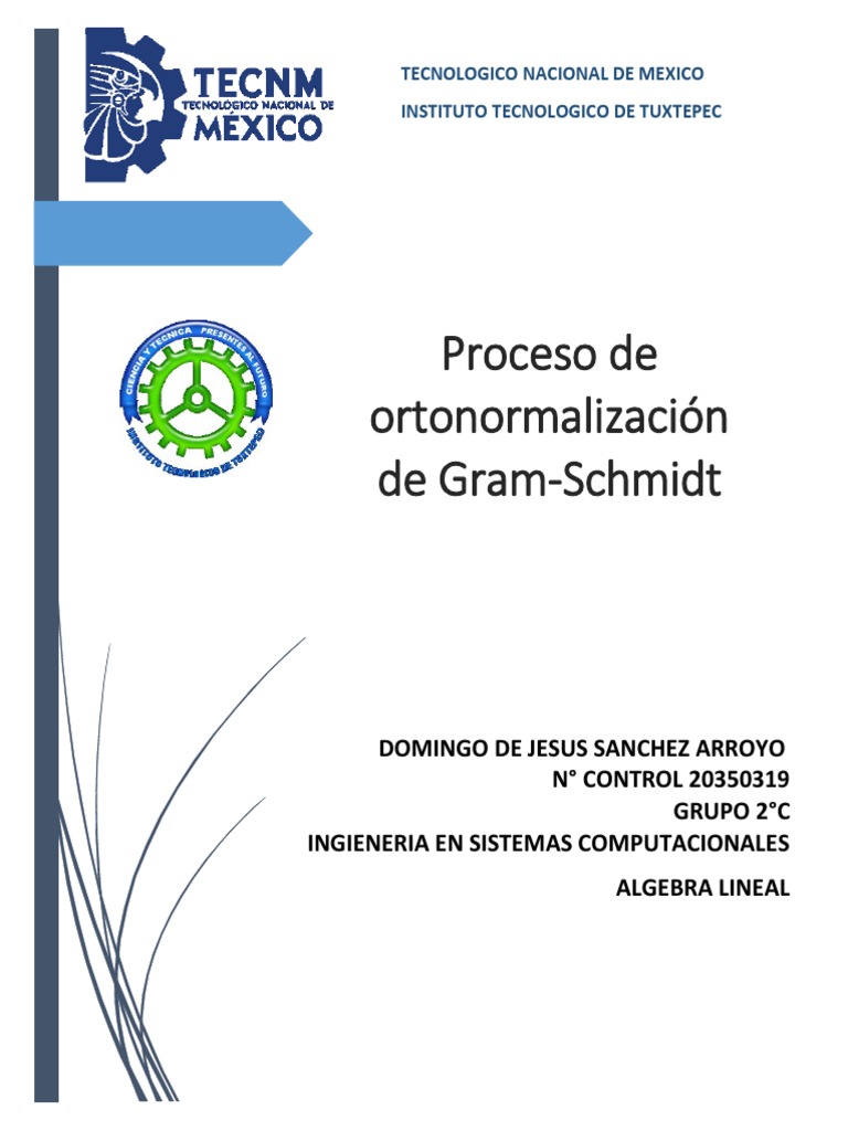 Proceso de Ortonormalización de Gram-Schmidt | PDF | Ortogonalidad ...