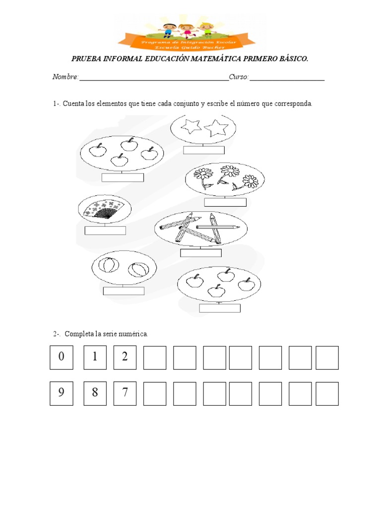 Prueba Matematica Primero Básico | PDF