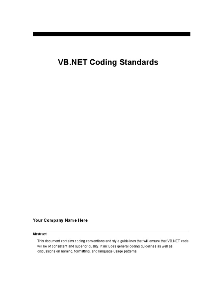 Vb Net Coding Standards Pdf Class Computer Programming Method Computer Programming 6840